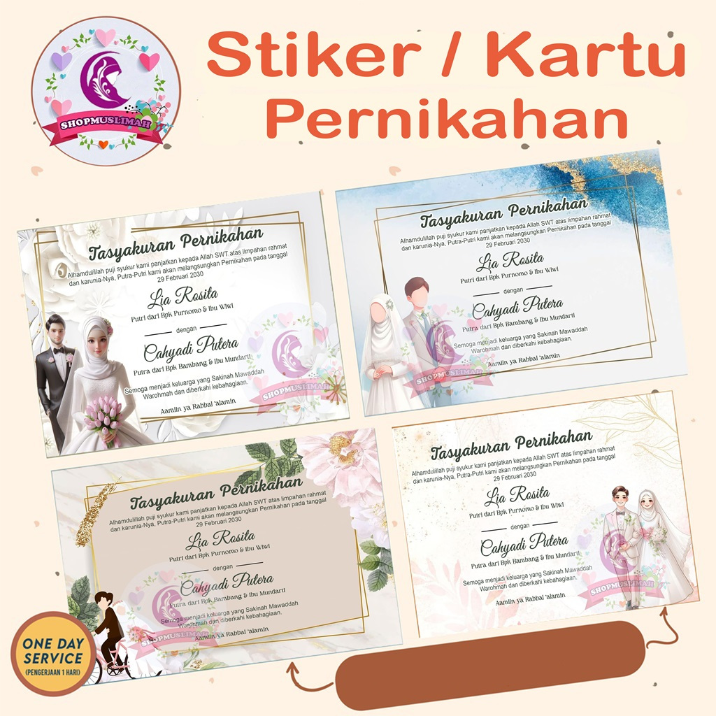 Jual KARTU TASYAKURAN PERNIKAHAN STIKER NIKAHAN WEDDING CARD COCOK ...