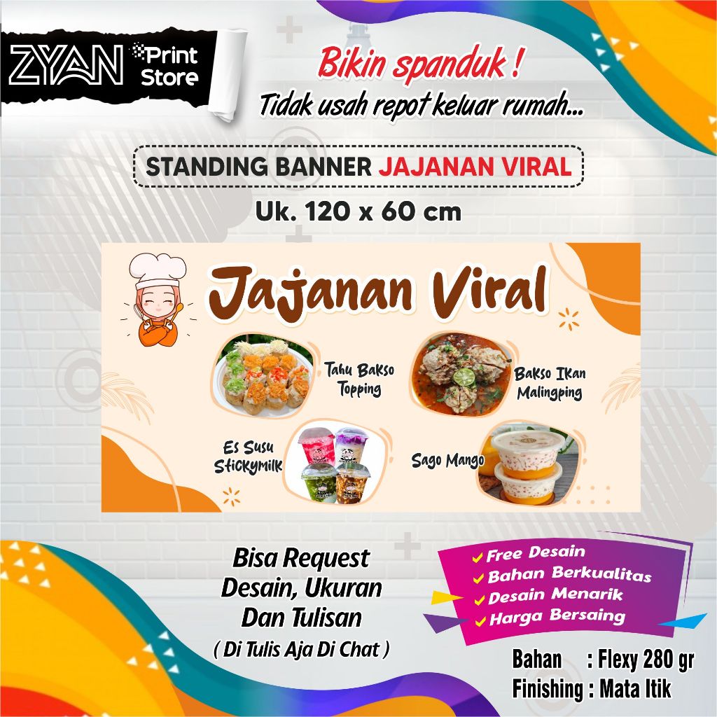 Jual SPANDUK BANNER JAJANAN VIRAL | Shopee Indonesia