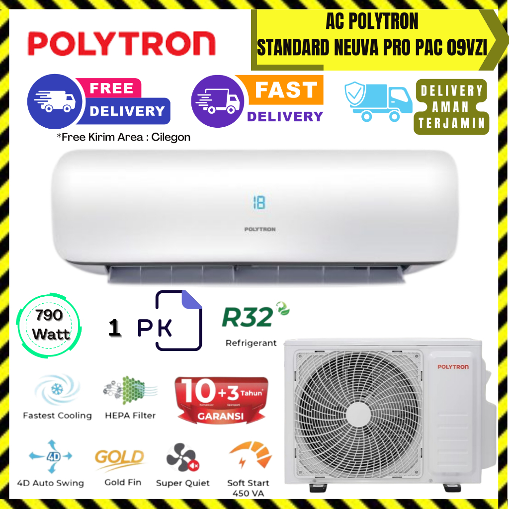 Jual AC POLYTRON 1 PK PAC 09VZI -R32 -FASTEST COOLING -STANDARD NEUVA ...