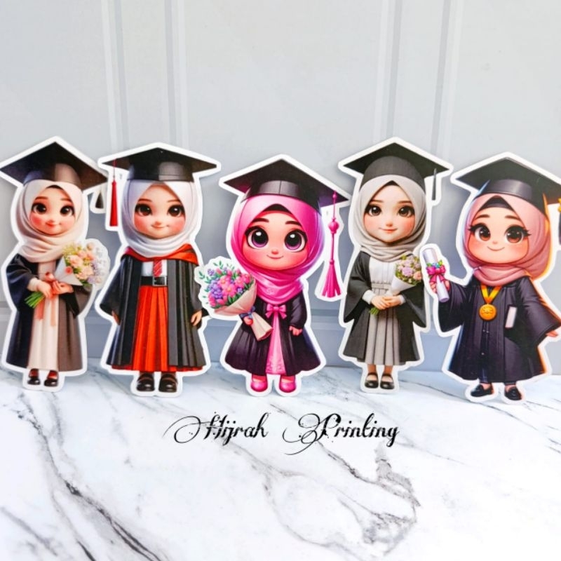 Jual Topper Gambar Wisuda Kartun Cewek dan Kartun Cowok Isi 5pcs ...
