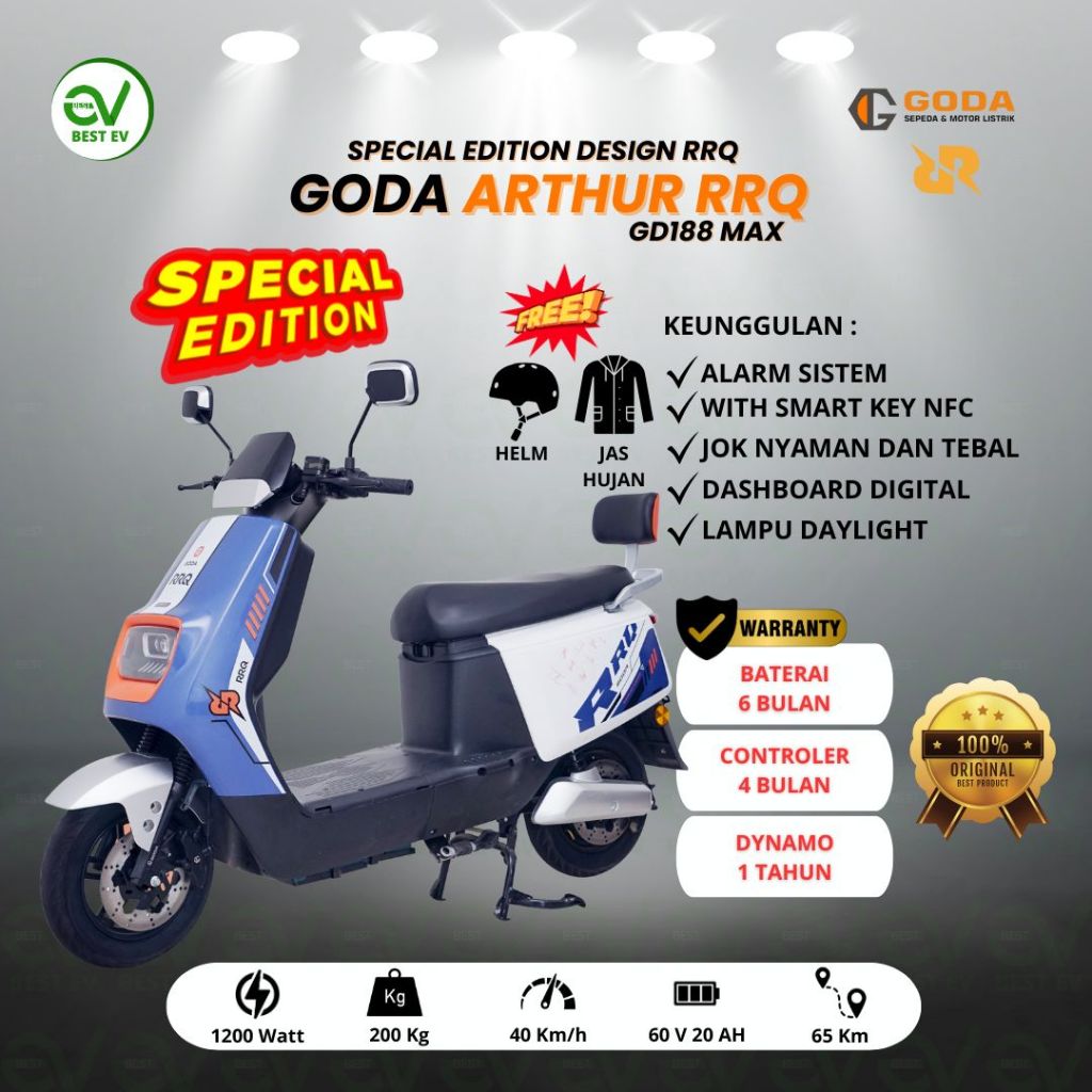 Jual Sepeda Listrik GODA TYPE ARTHUR RRQ 188 MAX | Shopee Indonesia