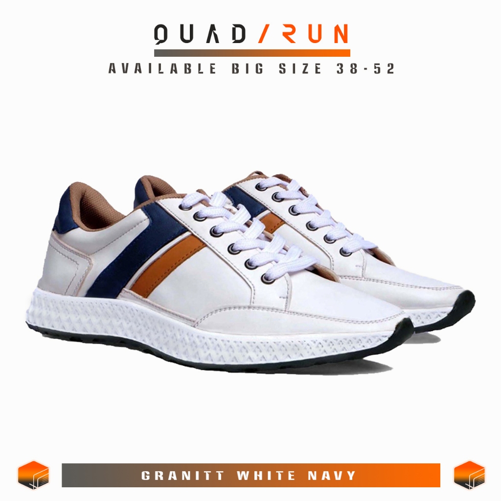Jual Quadrun Footwear Granitt White Navy Tan Sepatu Running Training ...