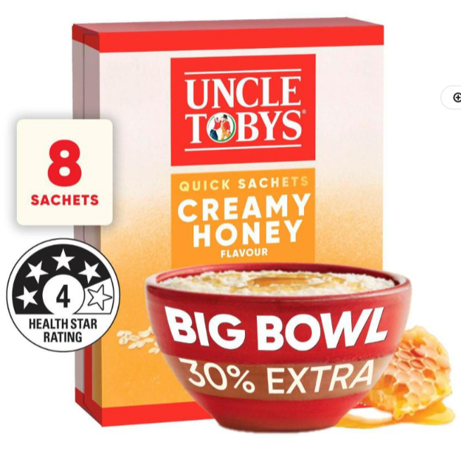 Jual Uncle Tobys Oats Quick Sachets Breakfast Cereal Creamy Honey Big ...