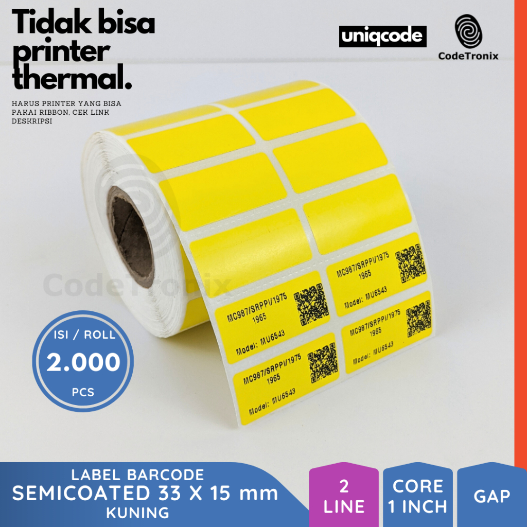 Jual Label Stiker Kertas Semicoated 33x15 Barcode Sticker Roll Warna 2 ...