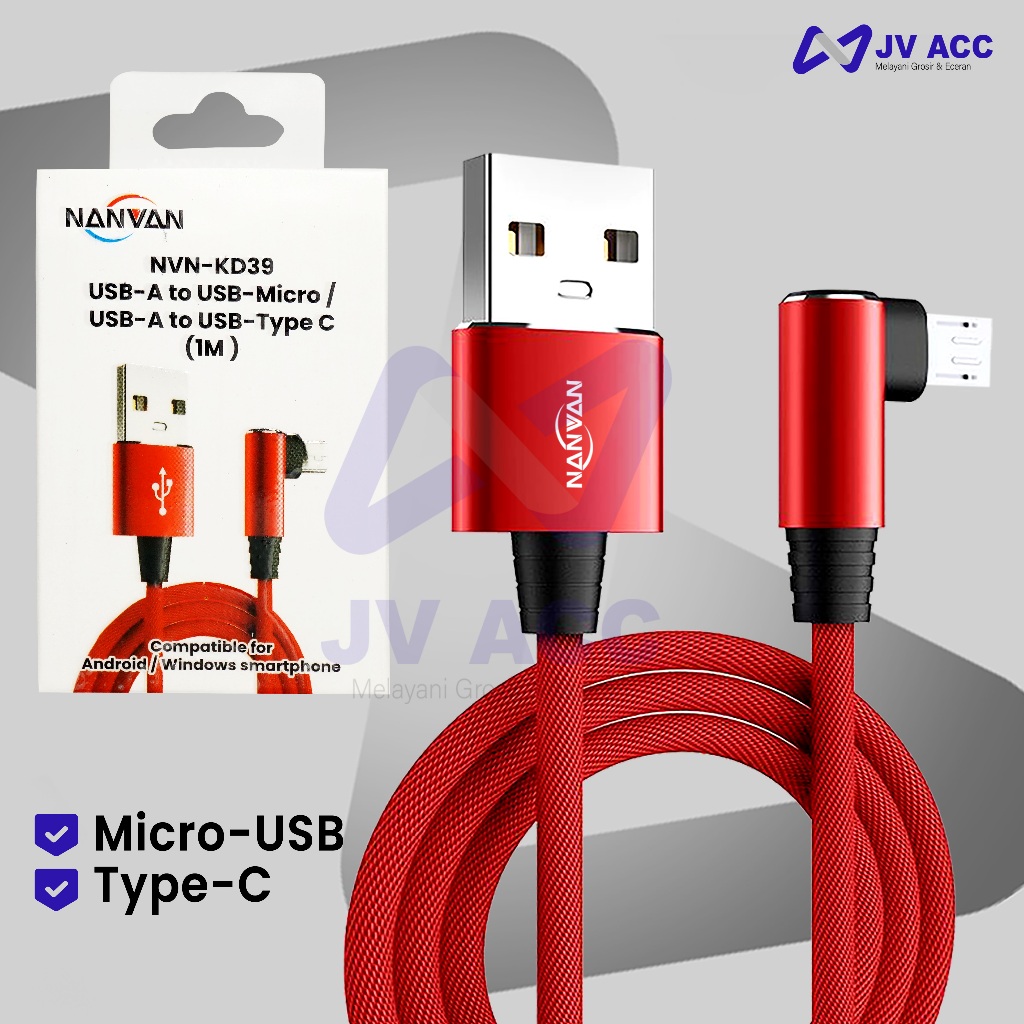 Jual NVN-KD39 KABEL DATA CHARGER TPU MICRO USB / TYPE C FAST CHARGING ...