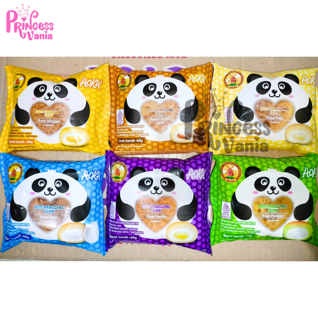 Jual AOKA PANDA SATUAN ROTI PANGGANG ISIAN RASA PANDAN KEJU COKELAT ...
