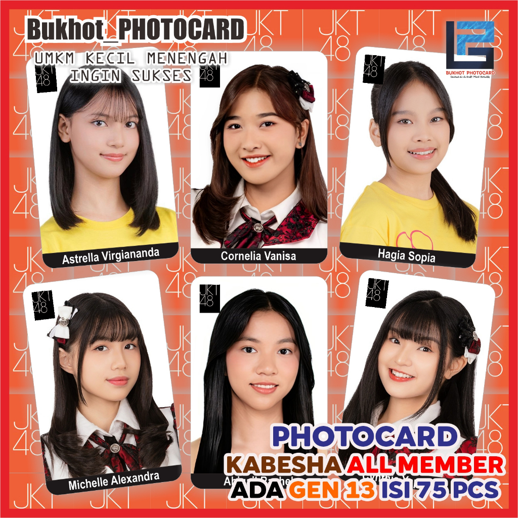 Jual Bonus Ganci dan stiker Photocard JKT48 Kabesha All Member ada Gen13 isi 75 Pcs Premium ...
