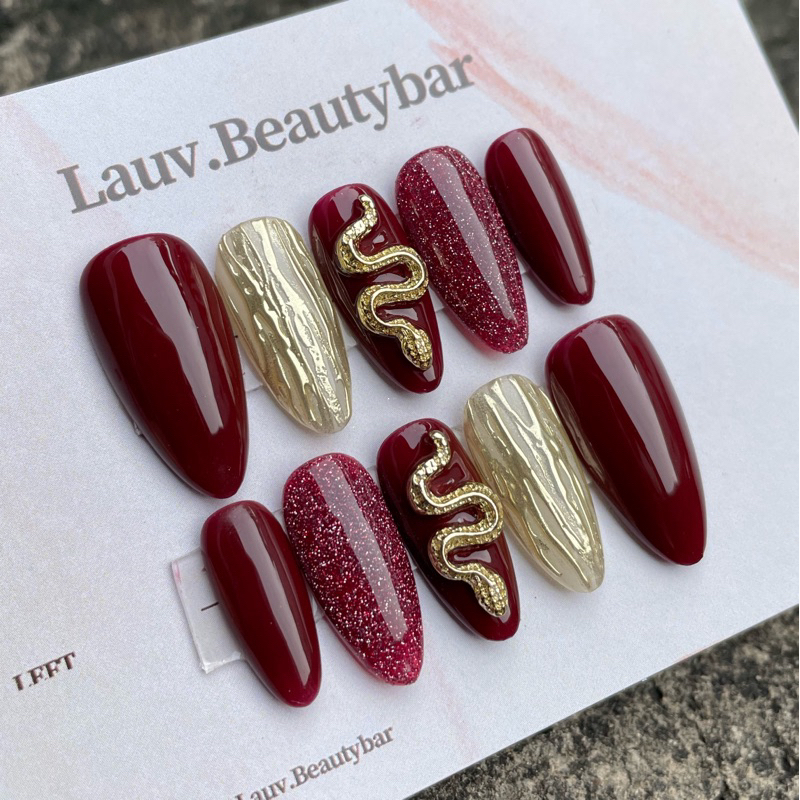 Jual Chinese Lucky Snake Nails - Press on Nails Lauv.Beautybar | kuku ...
