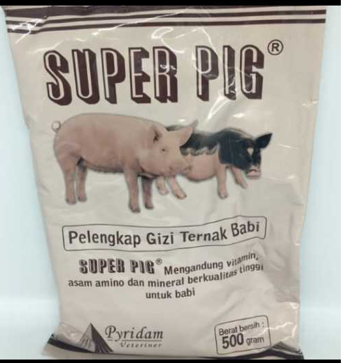 Jual super pig vitamin untuk babi produk pyridam serbuk campur ransum kemasan sachet @ 500 gram ...