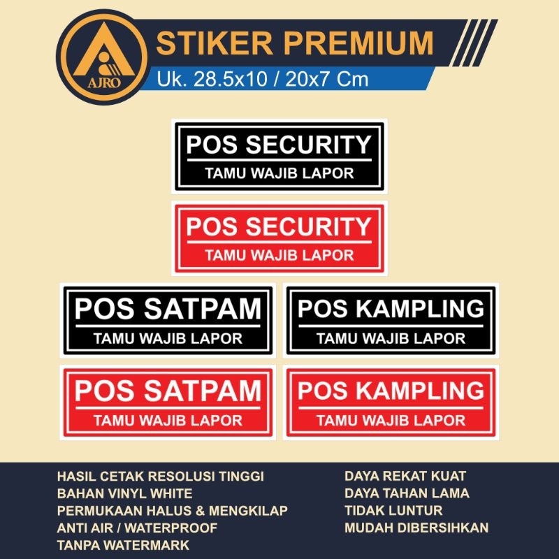 Jual Stiker Tanda POS SECURITY / POS SATPAM / POS KAMLPING TAMU WAJIB ...