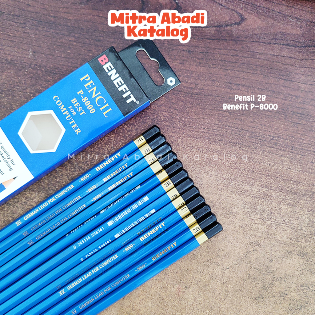 Jual (12 PCS) PENSIL 2B BENEFIT P-8000 / p8000 1 pack pak pencil kayu ...