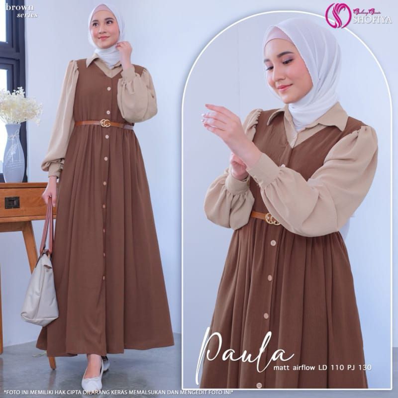 Jual GAMIS PAULA MAXY KANCING FREE BELT GAMIS WANITA KANCING BAHAN ...