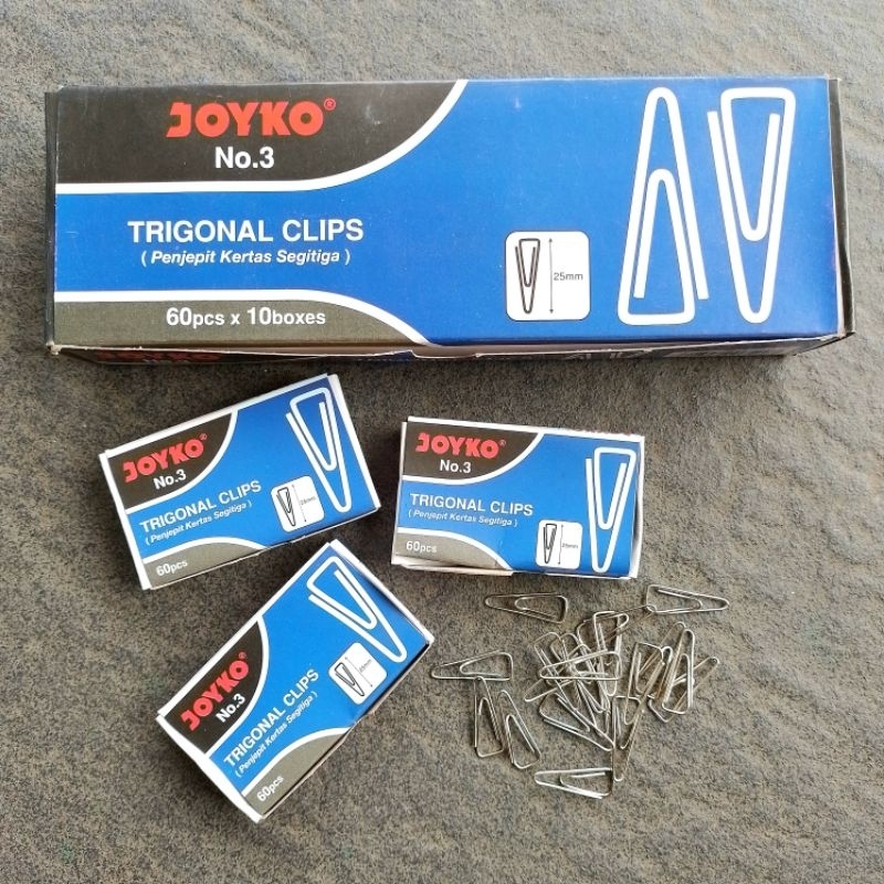 Jual Penjepit Kertas Segitiga Paper Clip Trigonal Klip Joyko No.3 ( Pak ...