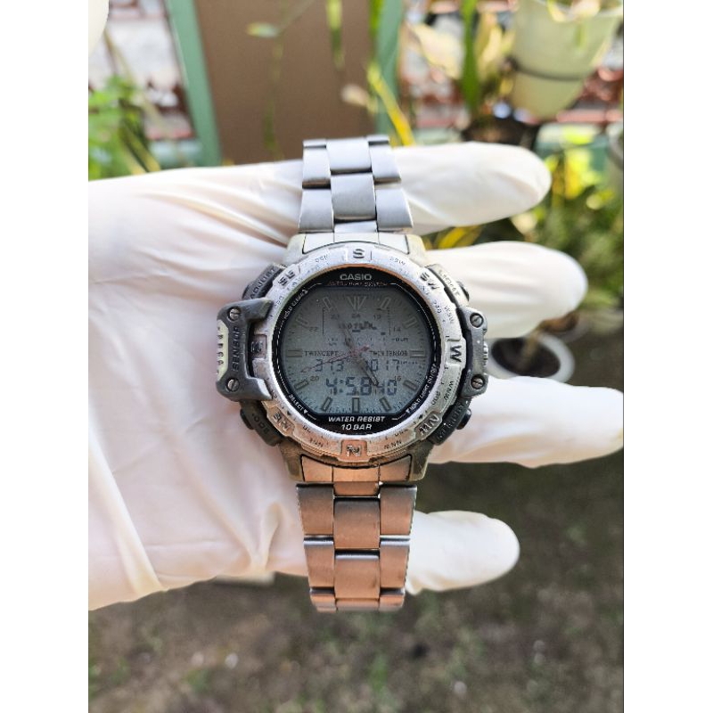 Jual (Harga Net) Jam Tangan Casio ProTrek PRT-500 Titanium Twin Sensor Twincept Vintage Langka ...