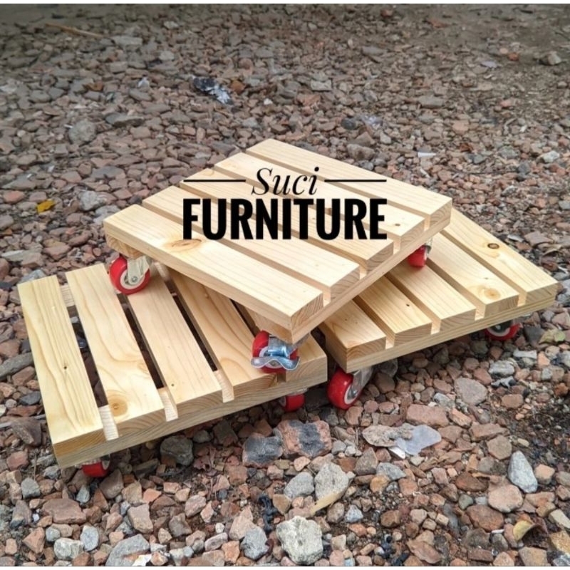 Jual TATAKAN ALAS POT KAYU / TATAKAN GALON KAYU RODA / ALAS RODA KAYU ...