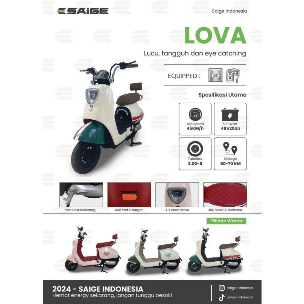 Jual Sepeda Listrik SAIGE LOVA Electric E Bike 600 Watt | Shopee Indonesia