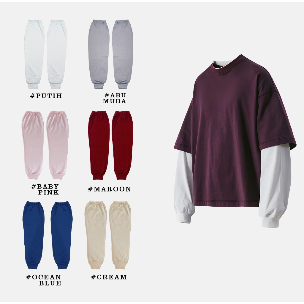 Jual (Soft Color) Manset Baju Kaos Lengan Panjang Jumbo Bahan Cotton ...