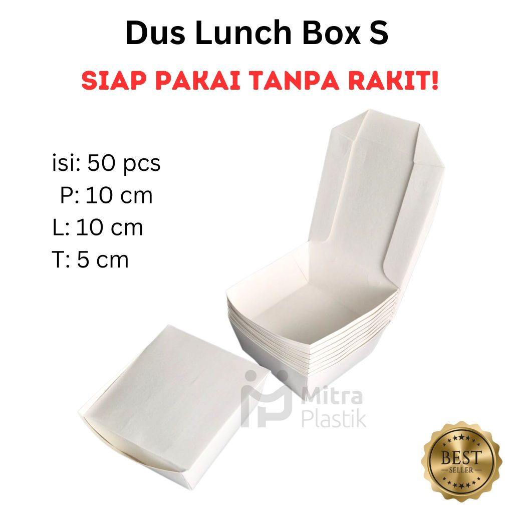 Jual Paper Lunch Box S 50 pcs Laminasi Dus Makan Putih Ivory Small Food ...