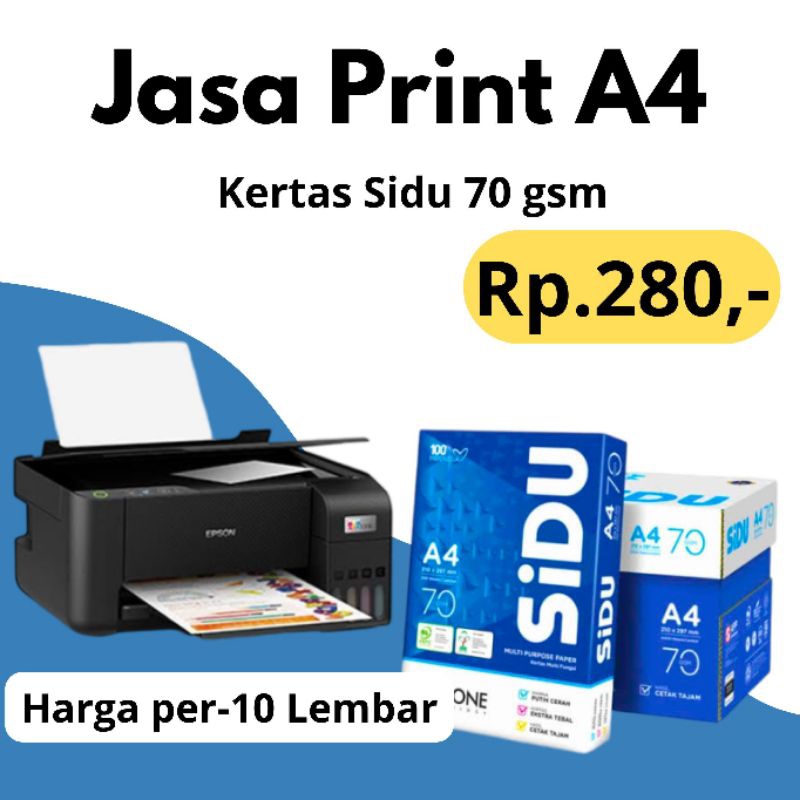 Jual JASA PRINT 70gsm - HARGA PER 10 LEMBAR - Kertas Sidu A4 | Shopee ...