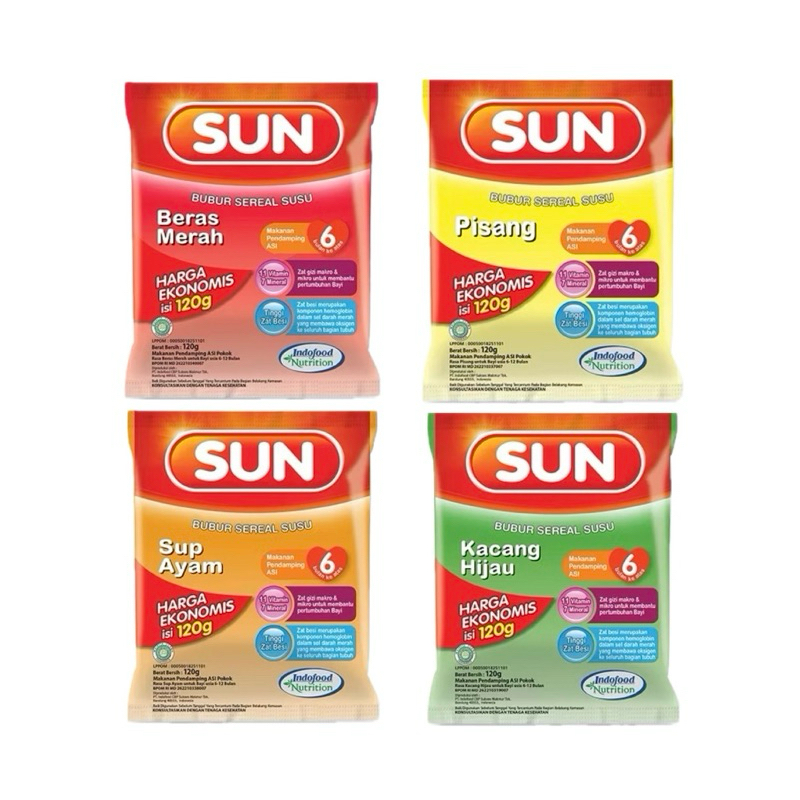 Jual SUN Bubur SACHET kemasan Ekonomis 120gr | Bubur SUN Kemasan ...