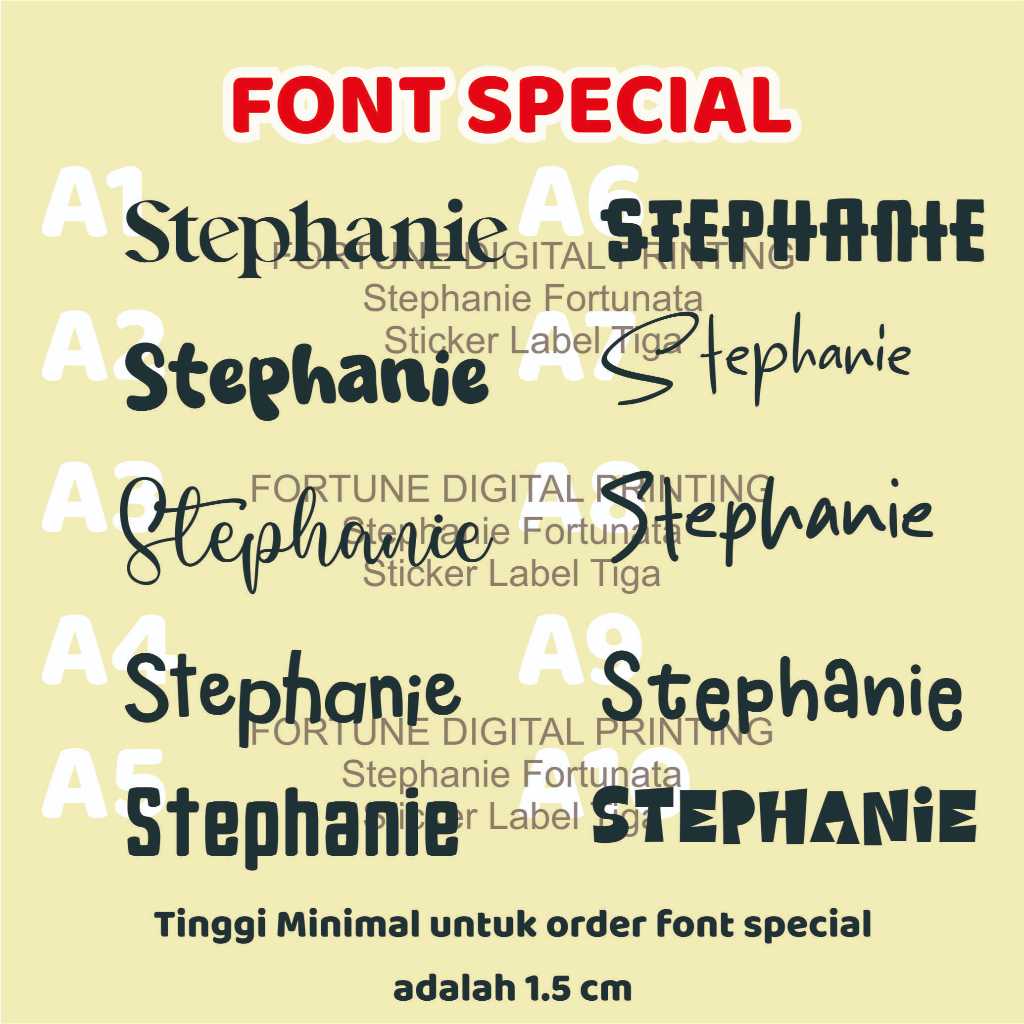 Jual Cutting Sticker Nama REFLEKTIF YELLOW NEON, STABILLO DAN WARNA ...