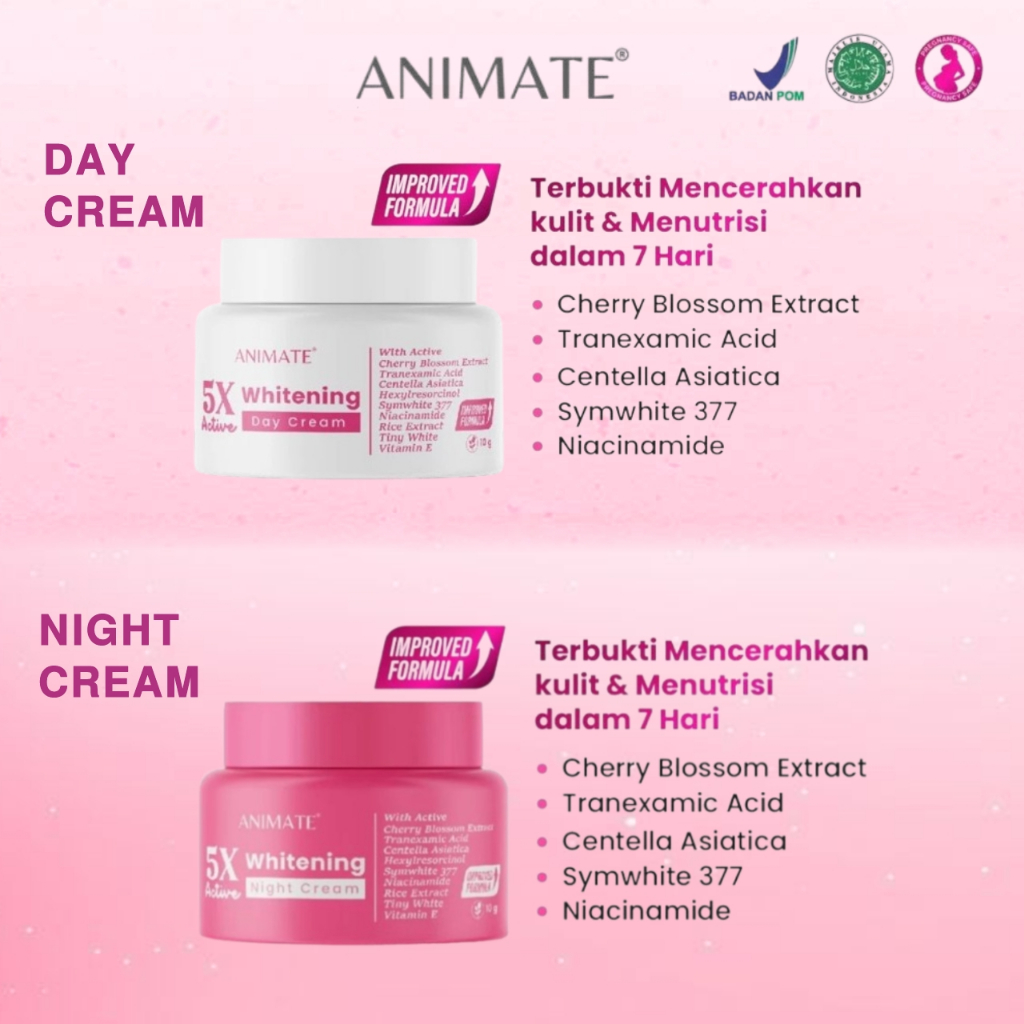 Jual ANIMATE 5X WHITENING DAY CREAM & NIGHT CREAM 10 GR | Shopee Indonesia