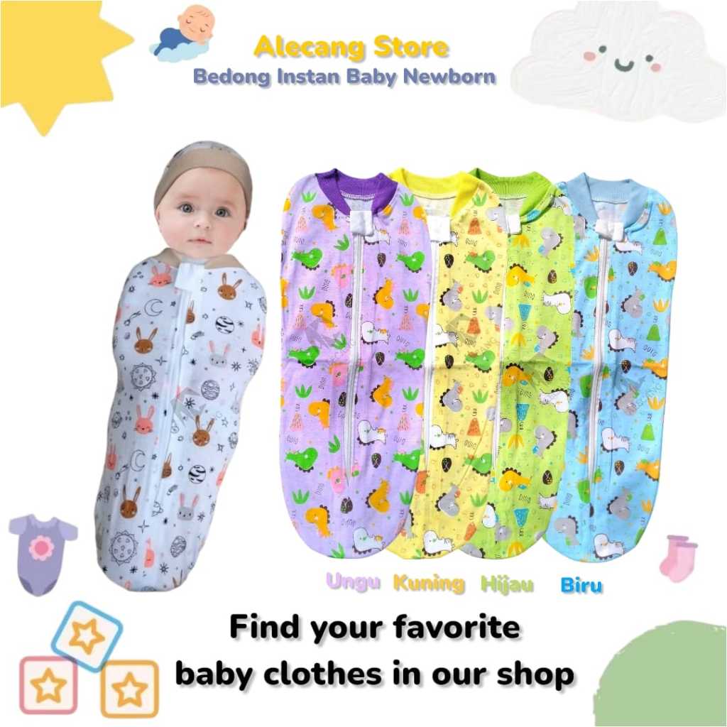 Jual Bedong Instan dengan resleting Cotton bedong bayi baru lahir ...
