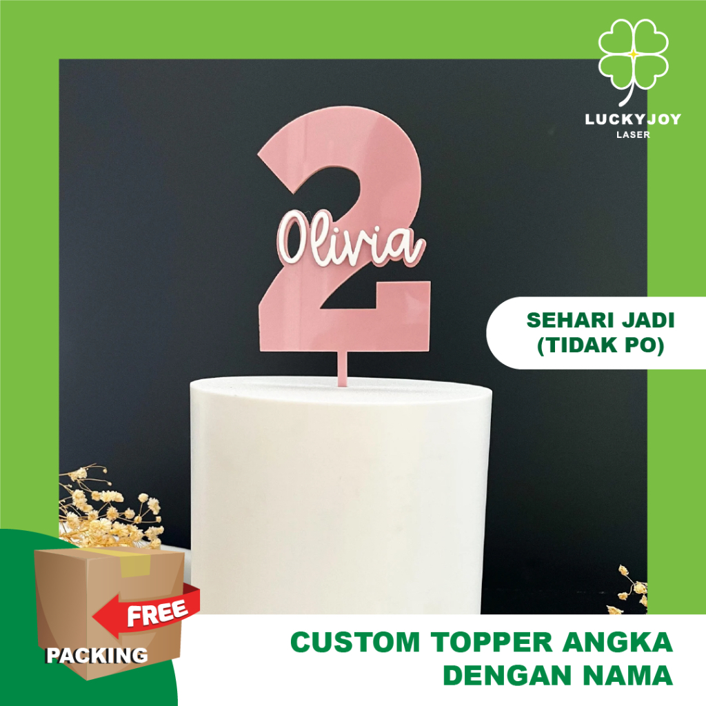 Jual CUSTOM TOPPER ANGKA DENGAN NAMA NUMBER NAME DOUBLE LAYER CAKE ANAK ...