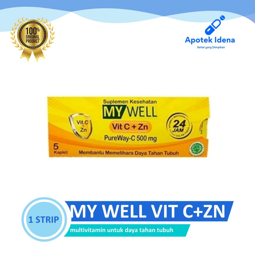 Jual Mywell Vitamin C+Zn 1 Amplop si 5 Tab Vitamin C 500MG Vitamin Daya ...
