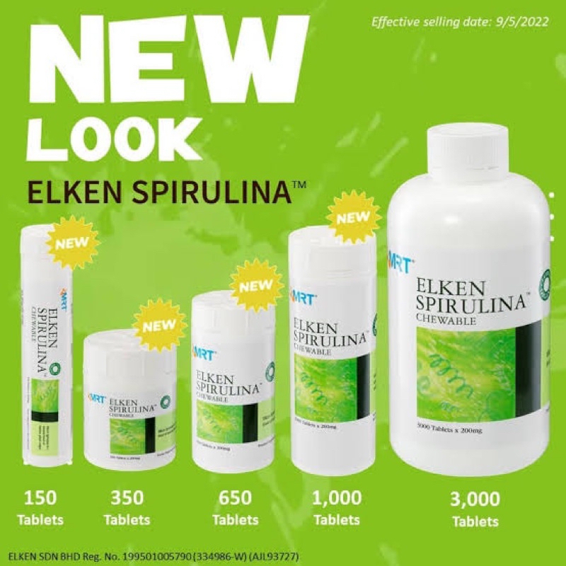 Jual Elken Spirulina Chewable 1200 Tablet | Shopee Indonesia