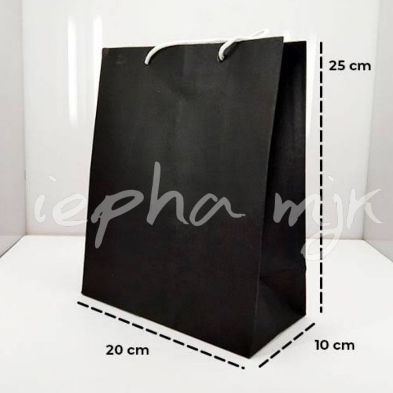 Jual Paper Bag Hitam Polos (25 x 20 x 10 cm) | Shopee Indonesia