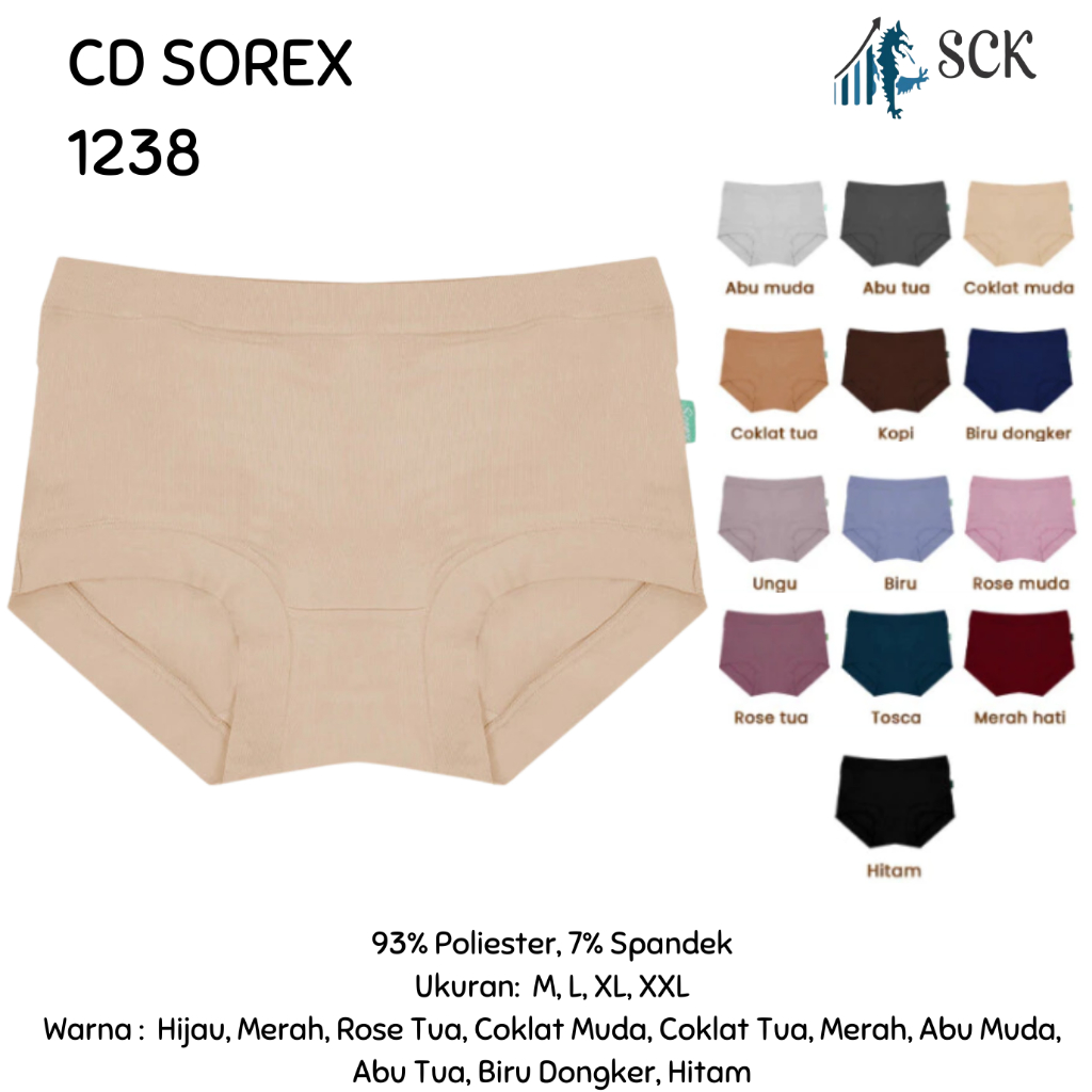 Jual Celana Dalam Wanita SOREX 1238 Super Soft / CD Aneka Warna Super Soft Semi Boxer / Pakaian ...