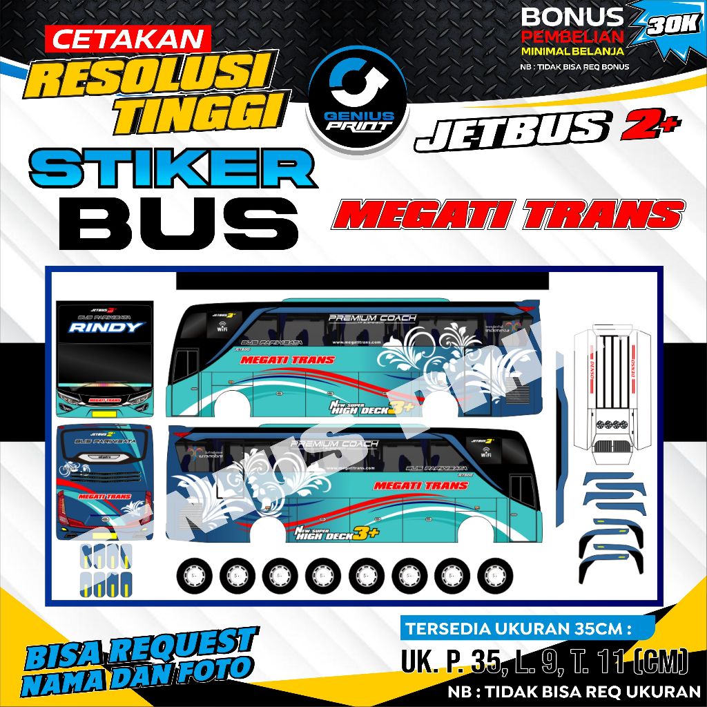 Jual STIKER A3 MINIATUR MINIATUR BUS JETBUS 2 LIVERY MEGATI TRANS ...