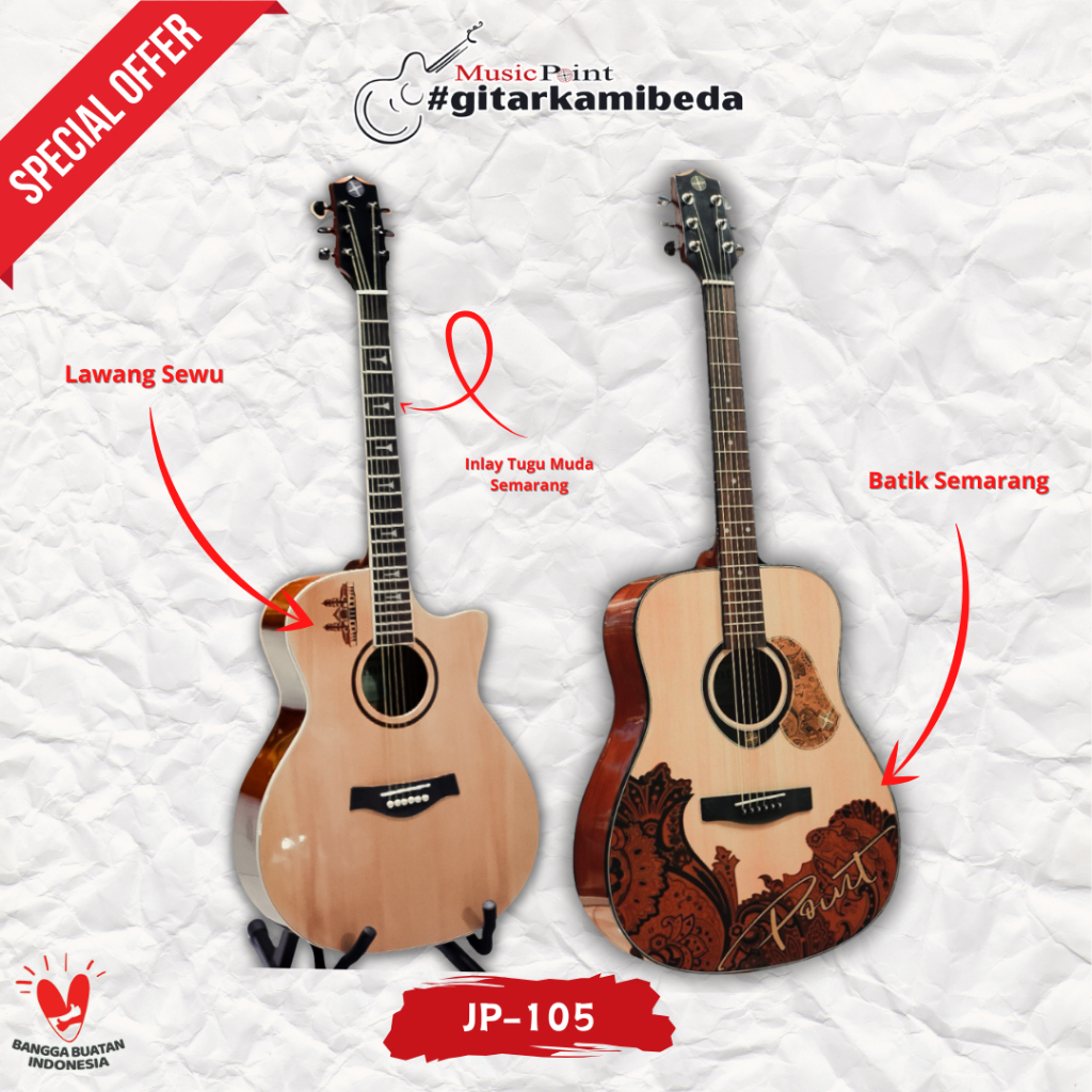 Jual Alat Musik Gitar Jumbo Akustik Elektrik JP - 105 Original Signature Kota Semarang // Local ...