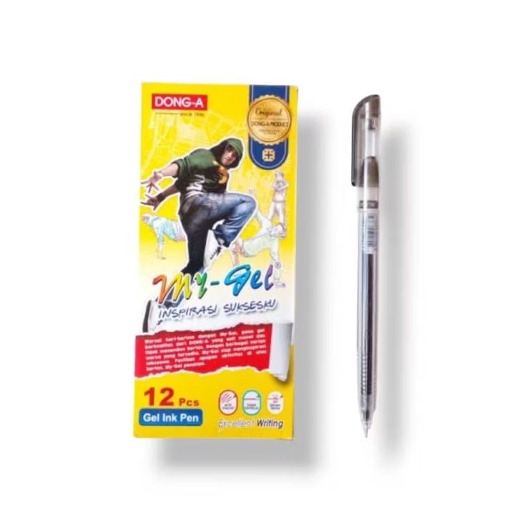 Jual pulpen my gel / pen gel cair My-gel hitam biru merah( 12 pcs ...