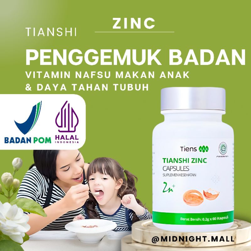 Jual TIANSHI ZINC CAPSULES Vitamin Penambah Nafsu Makan dan Daya Tahan ...