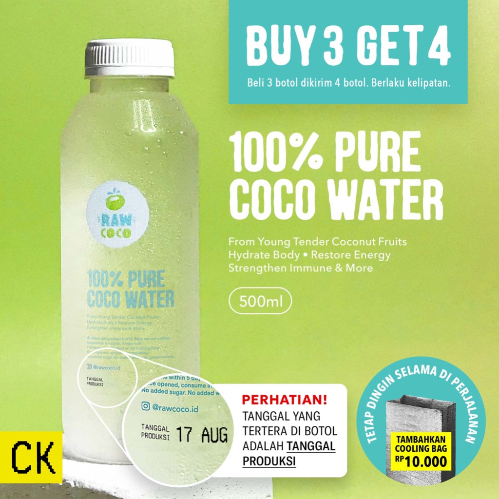 Jual RAW Coco 100% Pure Coco Water 500ml — Air Kelapa Muda Murni ...