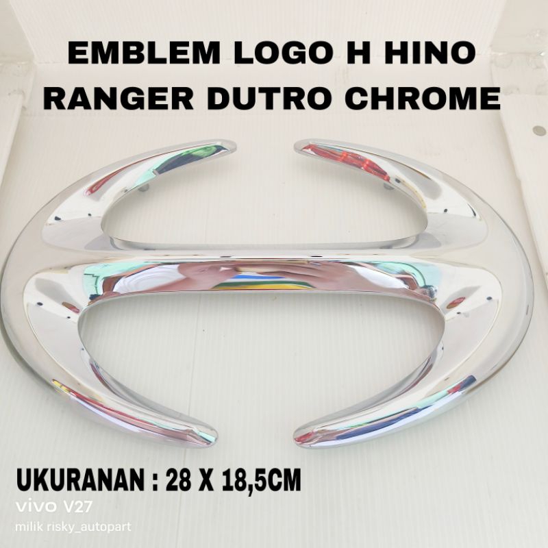 Jual emblem logo H hino ranger dutro hino besar chrome ukuran 28x18,5cm ...