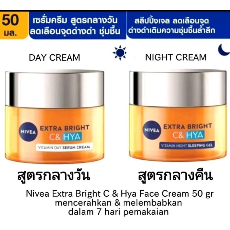 Jual Nivea EXTRA BRIGHT C & Hya Day Cream & Night Cream 50 gr untuk ...