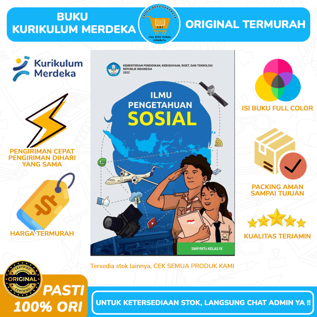 Jual Buku Siswa IPS Ilmu Pengetahuan Sosial Kelas 9 SMP - Paket Kurmer ...
