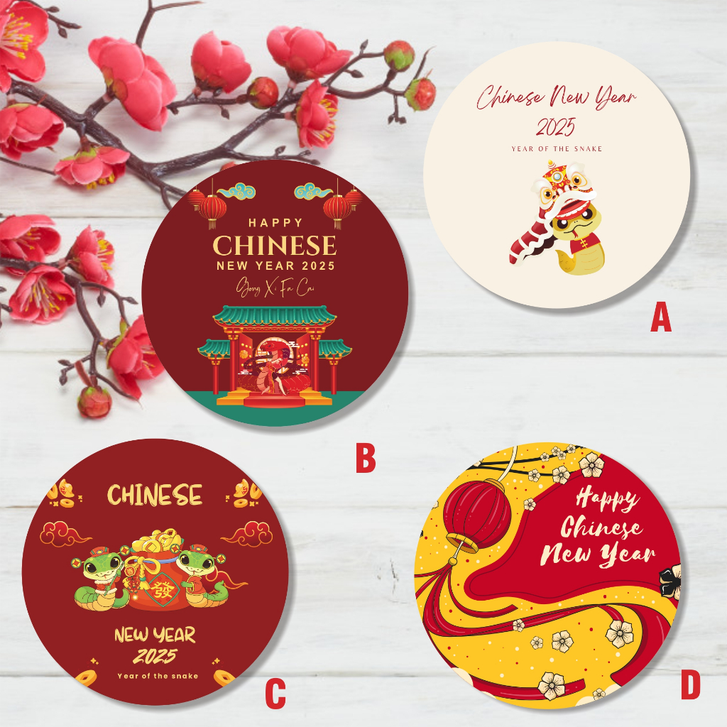 Jual Hang Tag/Kartu Ucapan/Stiker label untuk hadiah IMLEK Chinese New Year Snake 2025 | Shopee ...