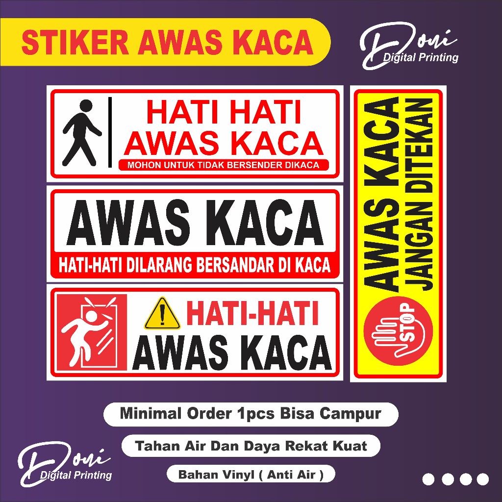Jual Stiker Awas Kaca / Stiker Awas Kaca / Stiker Hati Hati Awas Kaca ...
