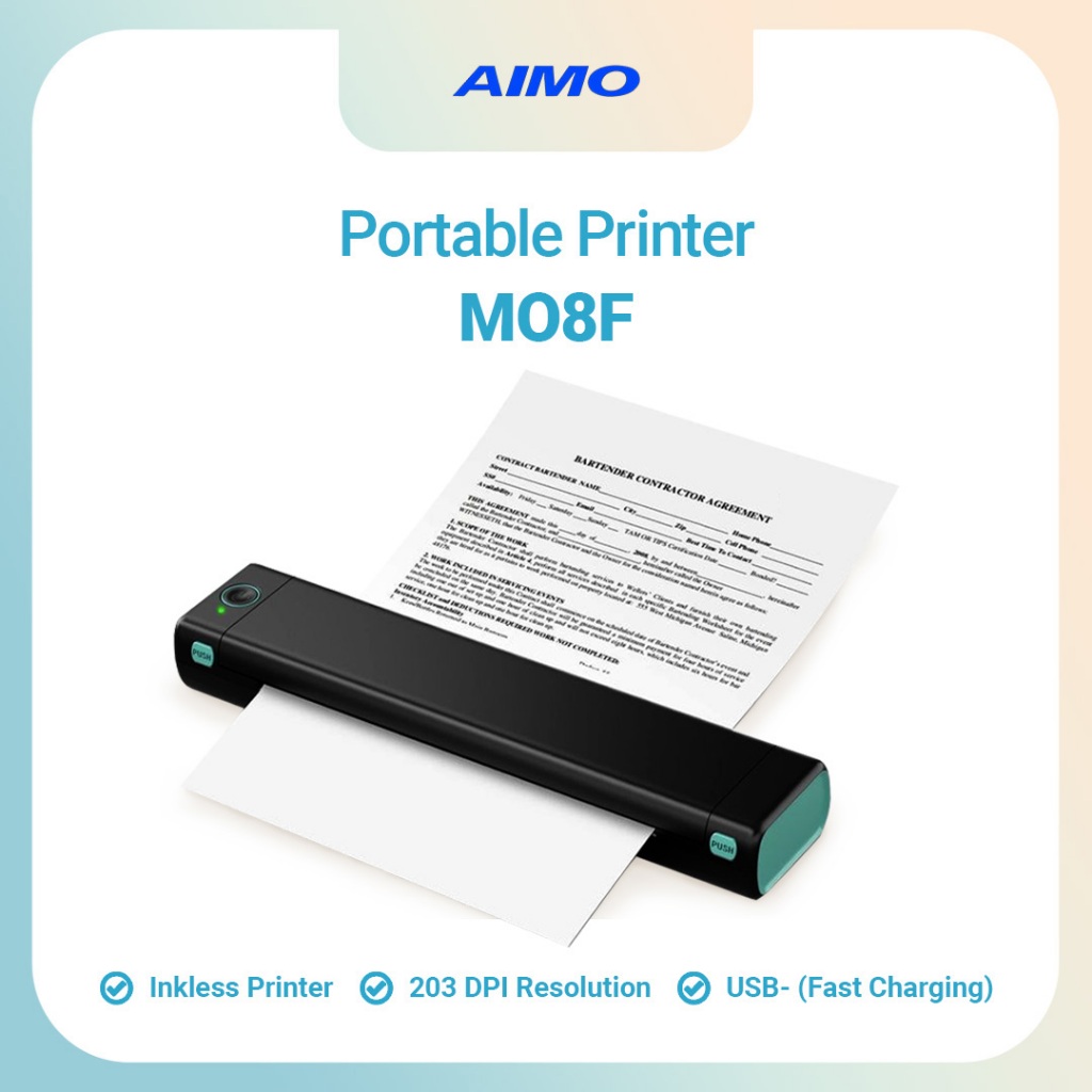 Jual AIMO M08F Printer Portable Thermal Printer A4 HVS/Printer Tattoo Wireless Bluetooth Inkless ...