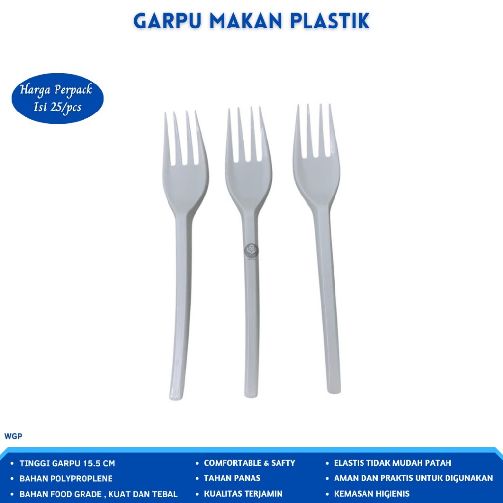 Jual Garpu Makan Fork Set Garpu Plastik Putih Susu (Isi 25 Pcs-WGP ...