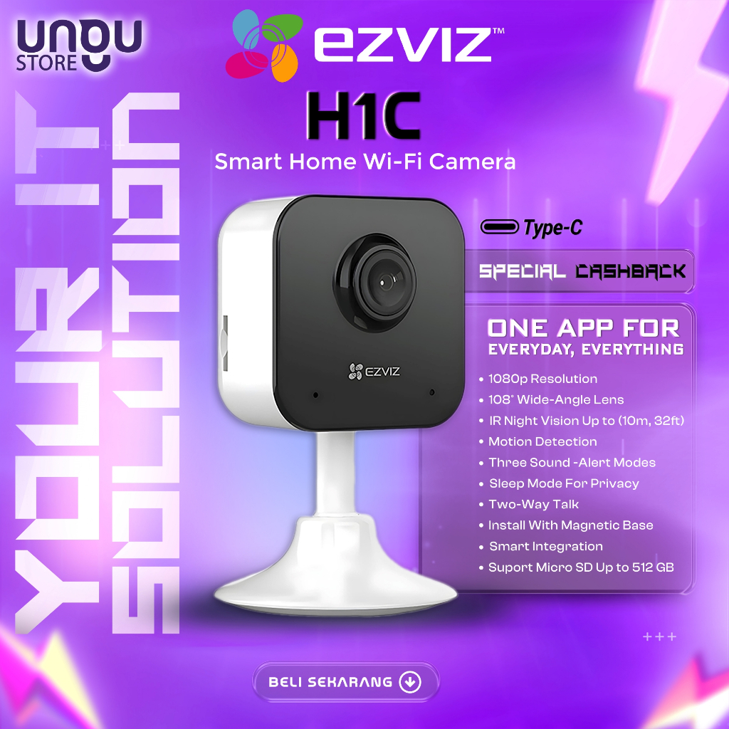 Jual EZVIZ H1C 2MP Kamera CCTV Smart Home Indoor WiFi IP Cam Type-C Two ...