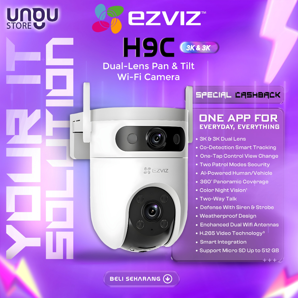 Jual Camera CCTV EZVIZ H9C Dual Lens Pan & Tilt 2K+2K Kamera Wireless ...