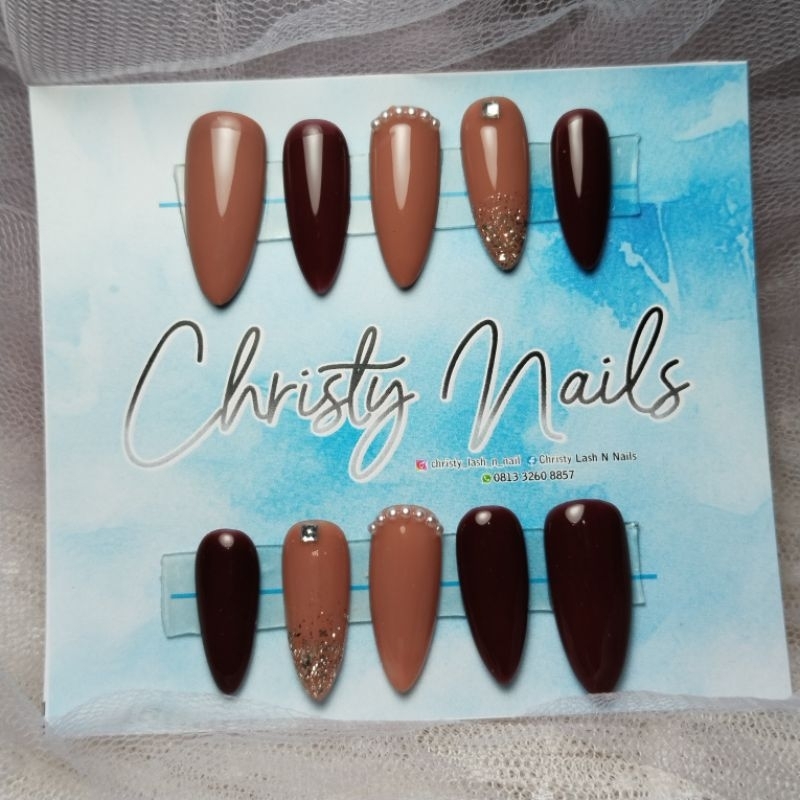 Jual Christy Nails Kuku Palsu Warna Coklat | Shopee Indonesia