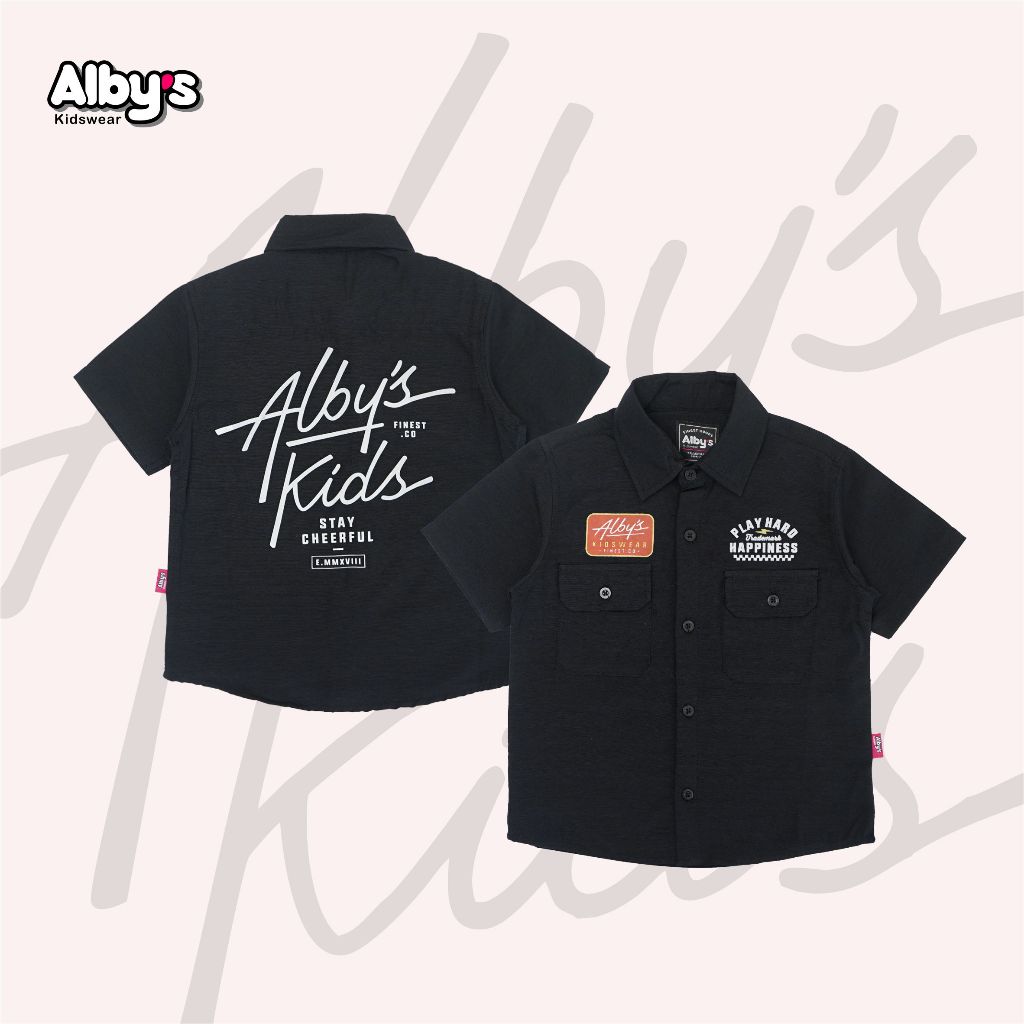 Jual Albys Kidswear - Kemeja Casual Workshirt Anak laki laki - Hitam | Shopee Indonesia