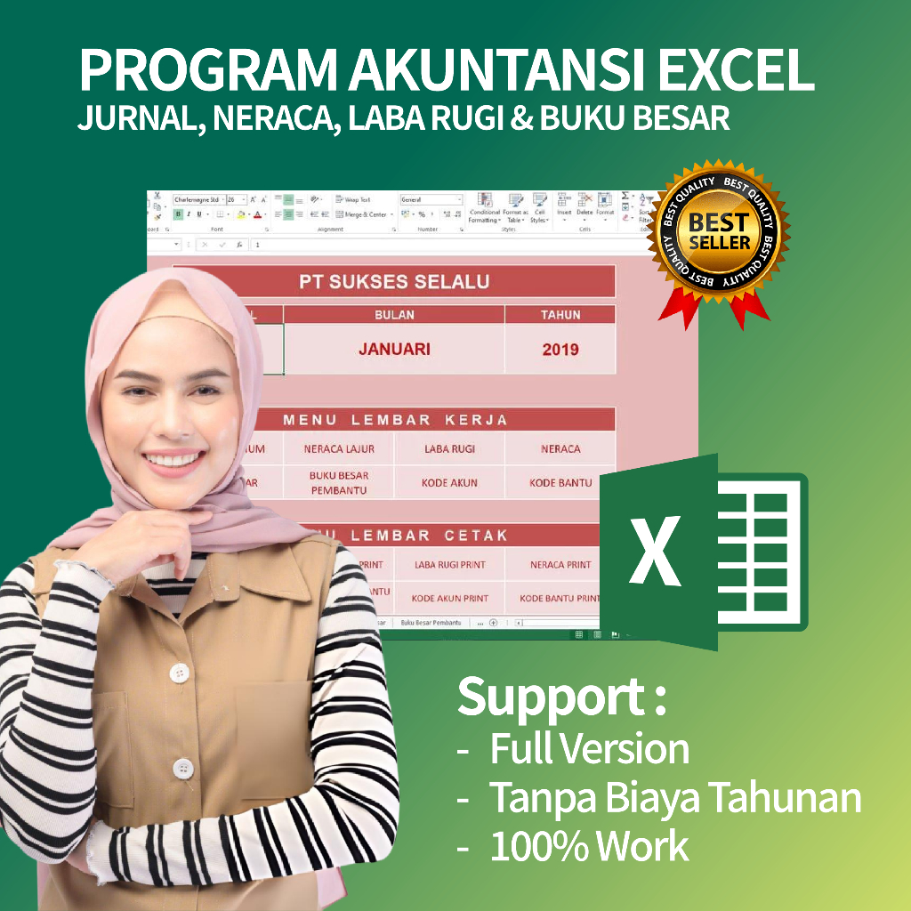Jual Program Akuntansi Excel Jurnal Neraca Laba Rugi Buku Besar ...