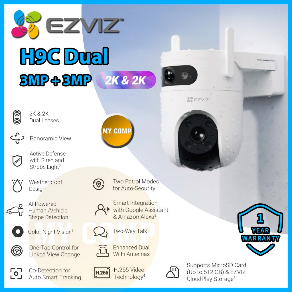 Jual Ezviz H9C Dual Lens 5MP 3K & 3MP 2K Outdoor Pan Tilt Smart Home ...